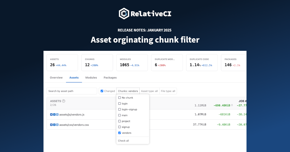 Asset originating chunk filter - Release Note - RelativeCI